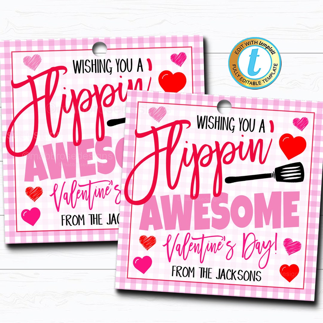 Valentine Spatula Gift Tags, Wishing You A Flippin Awesome Valentines ...