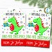 Christmas Dinosaur Tags, Wishing You a Dino-mite Christmas Holiday Tag ...