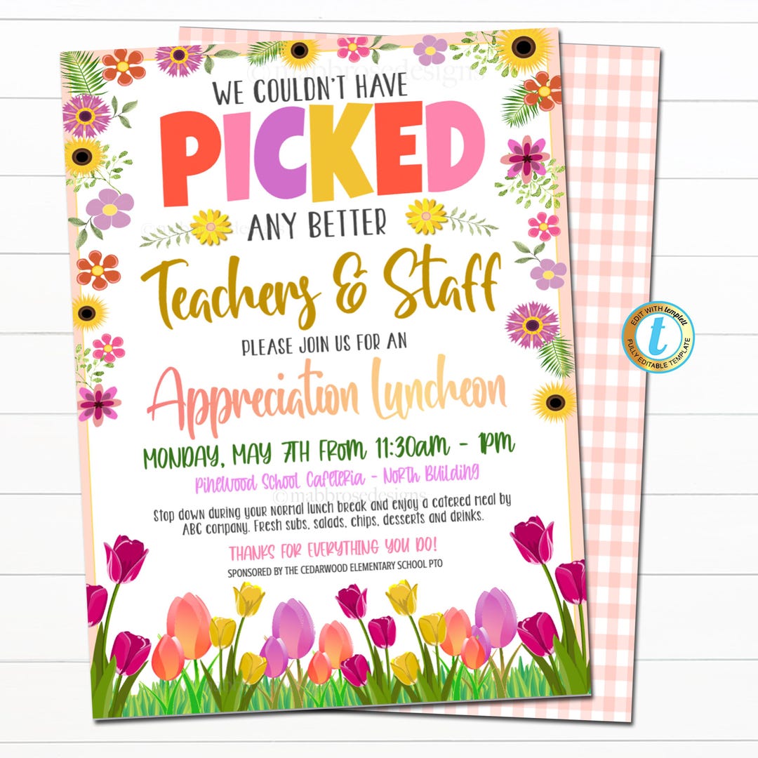 Floral Bloom Theme Teacher Appreciation Week Invitation, Couldn't Have ...