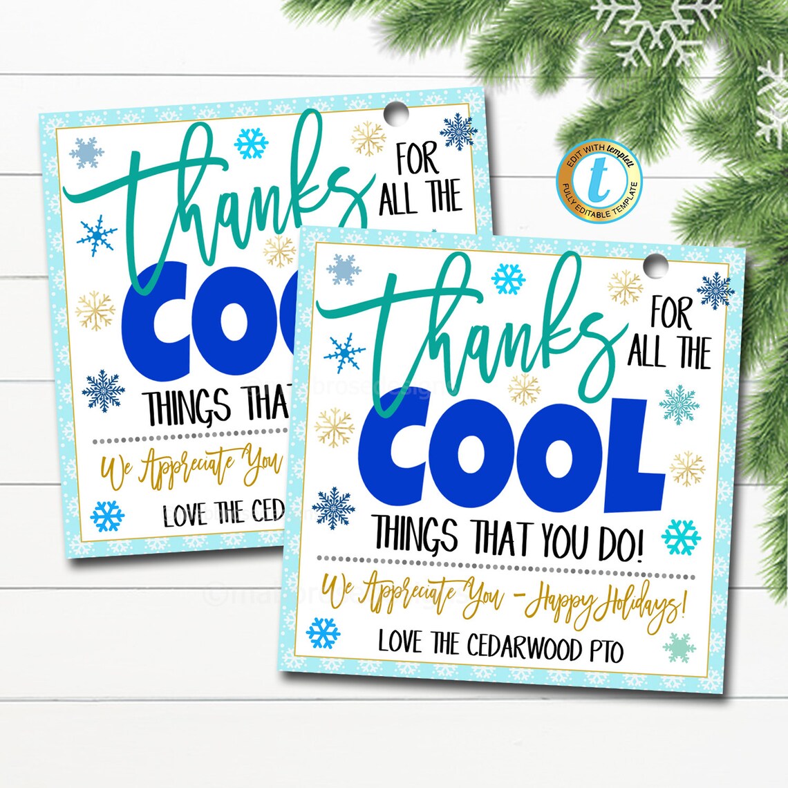 Holiday Thank You Gift Tags Teacher Staff Employee Nurse - Etsy