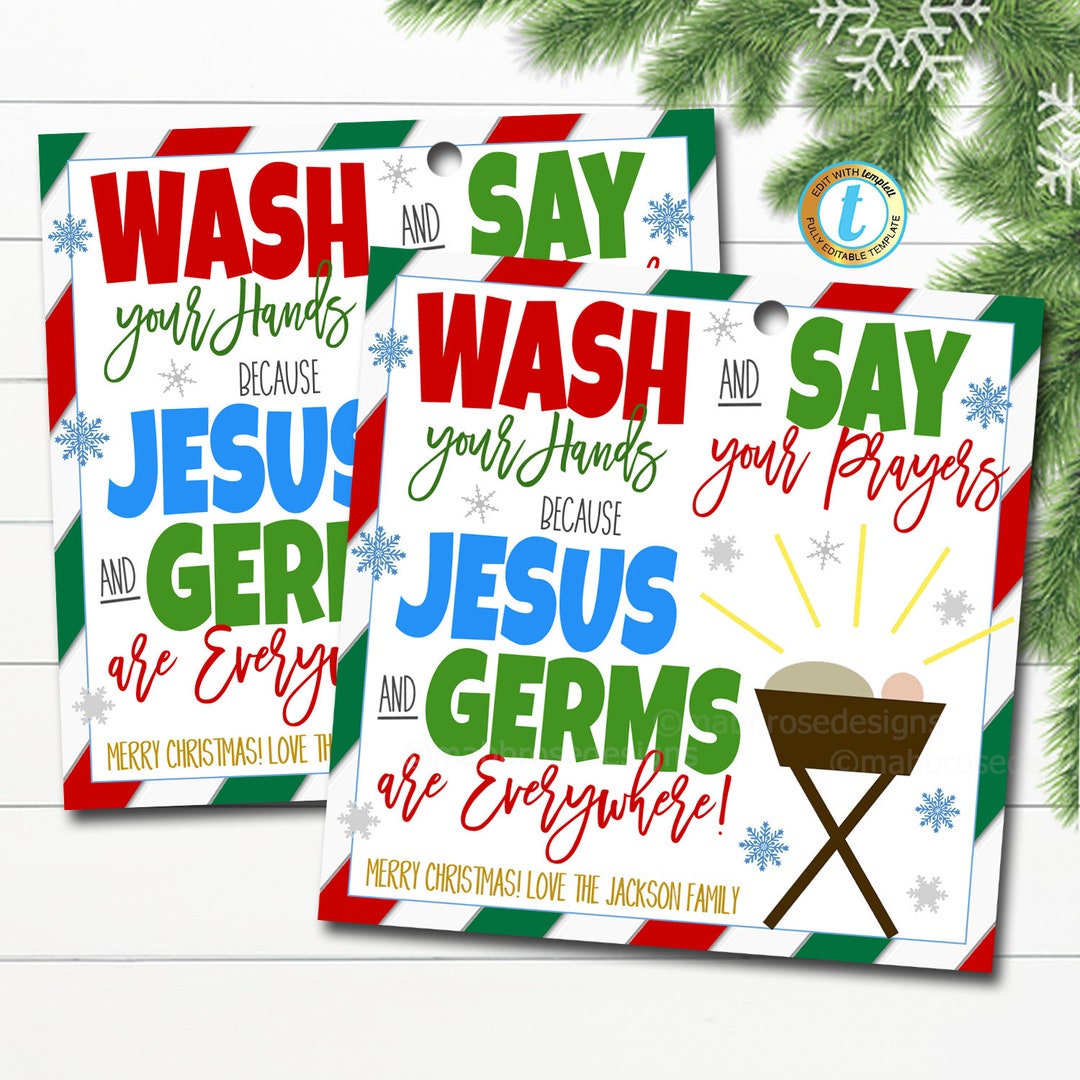 Christmas Religious Gift Tag, Wash Your Hands Say Your Prayers Jesus ...