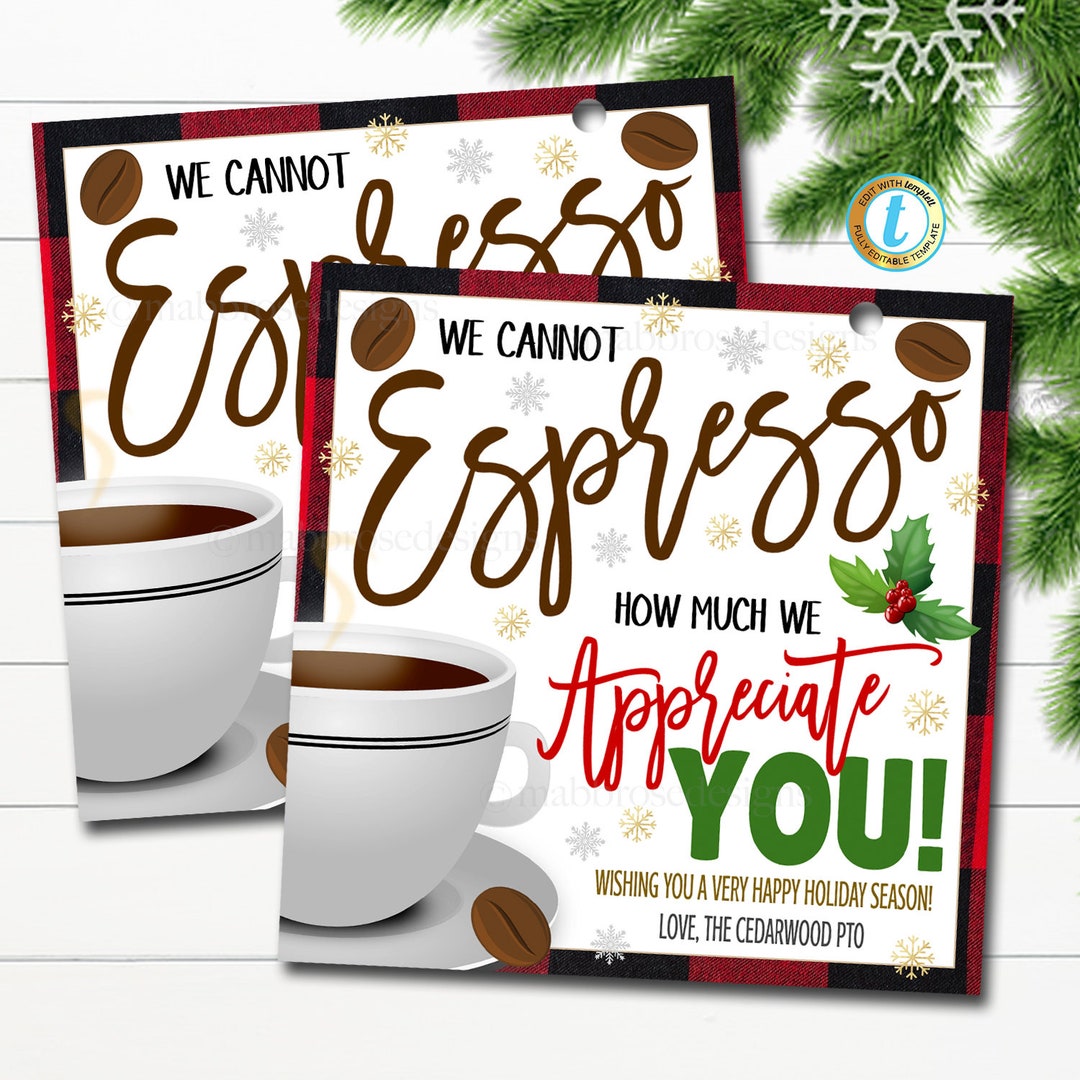 Christmas Coffee Gift Tag, Teacher Staff Employee School Holiday ...