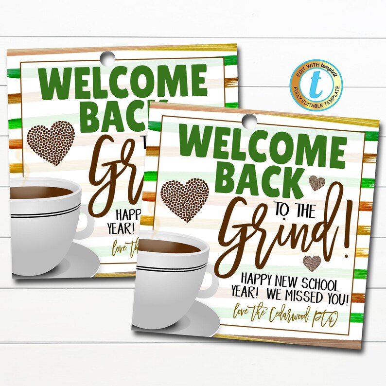 Welcome Back to the Grind Coffee Gift Tag Teacher Staff | Etsy