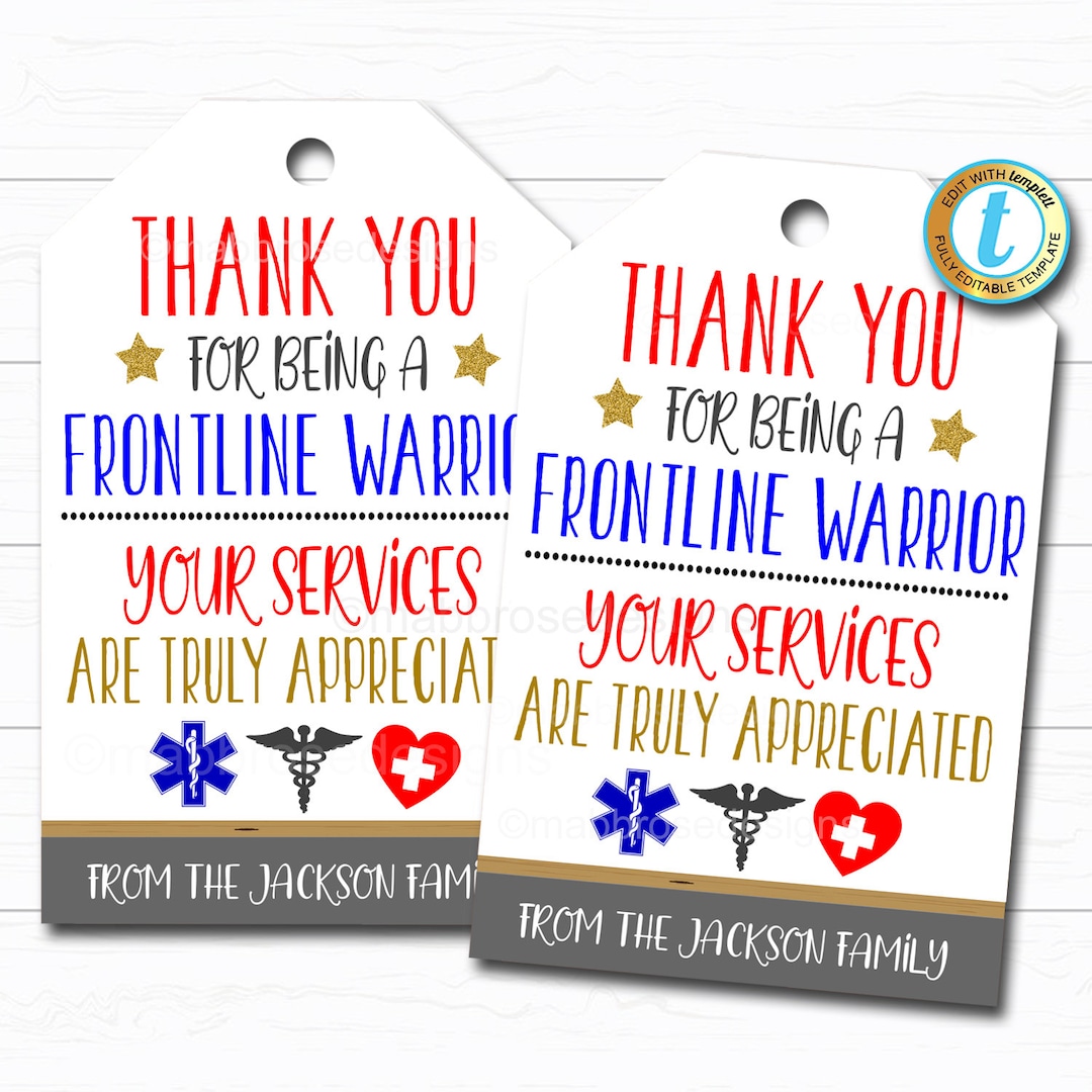 Frontline Workers Appreciation Gift Tag, Thank You Gift Nurse First ...