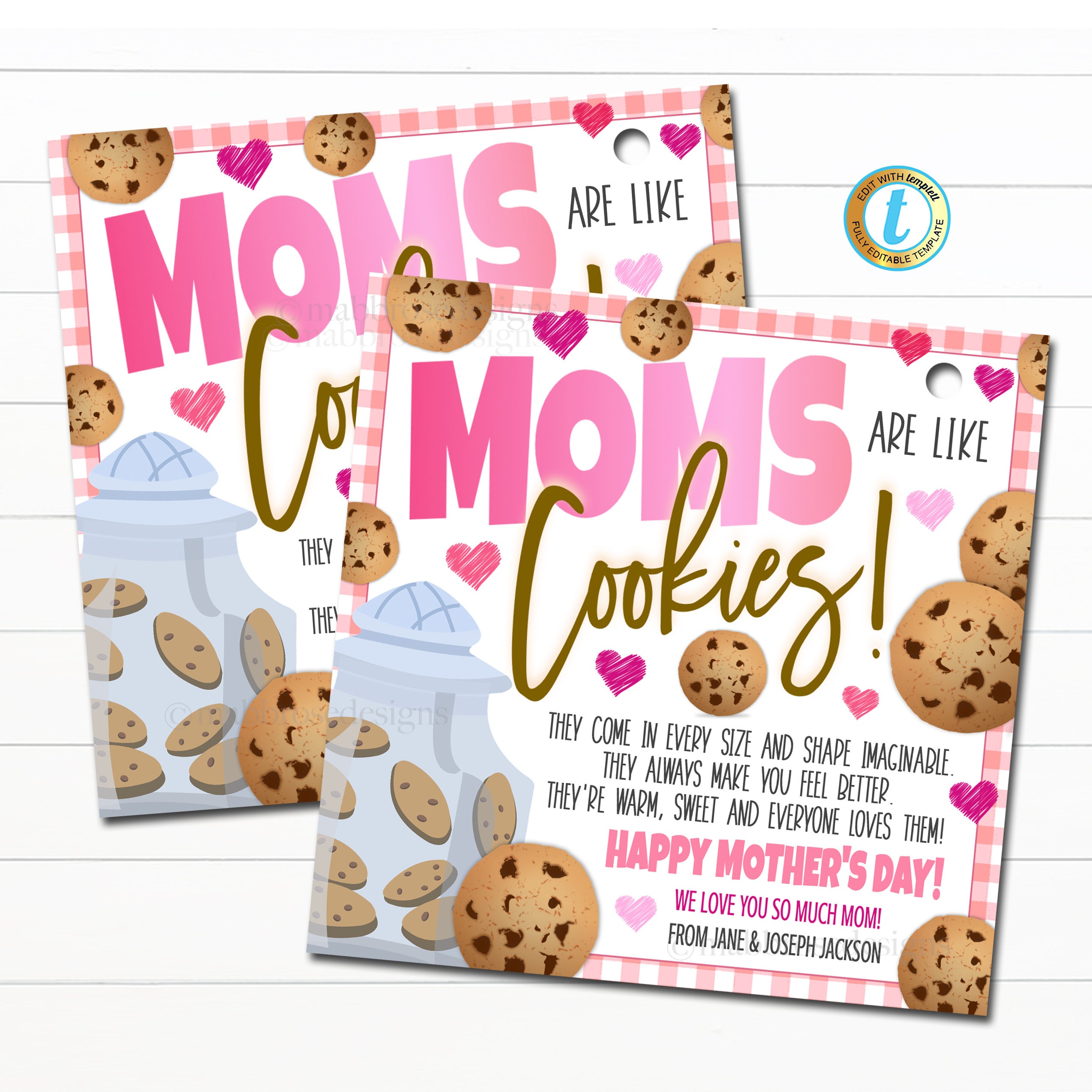 Mother's Day Cookie Tag, Mothers Day Handout, Moms Day Gift Printable ...
