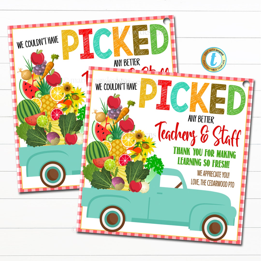 Farmers Market Theme Teacher Appreciation Week Gift Tags, Employee ...