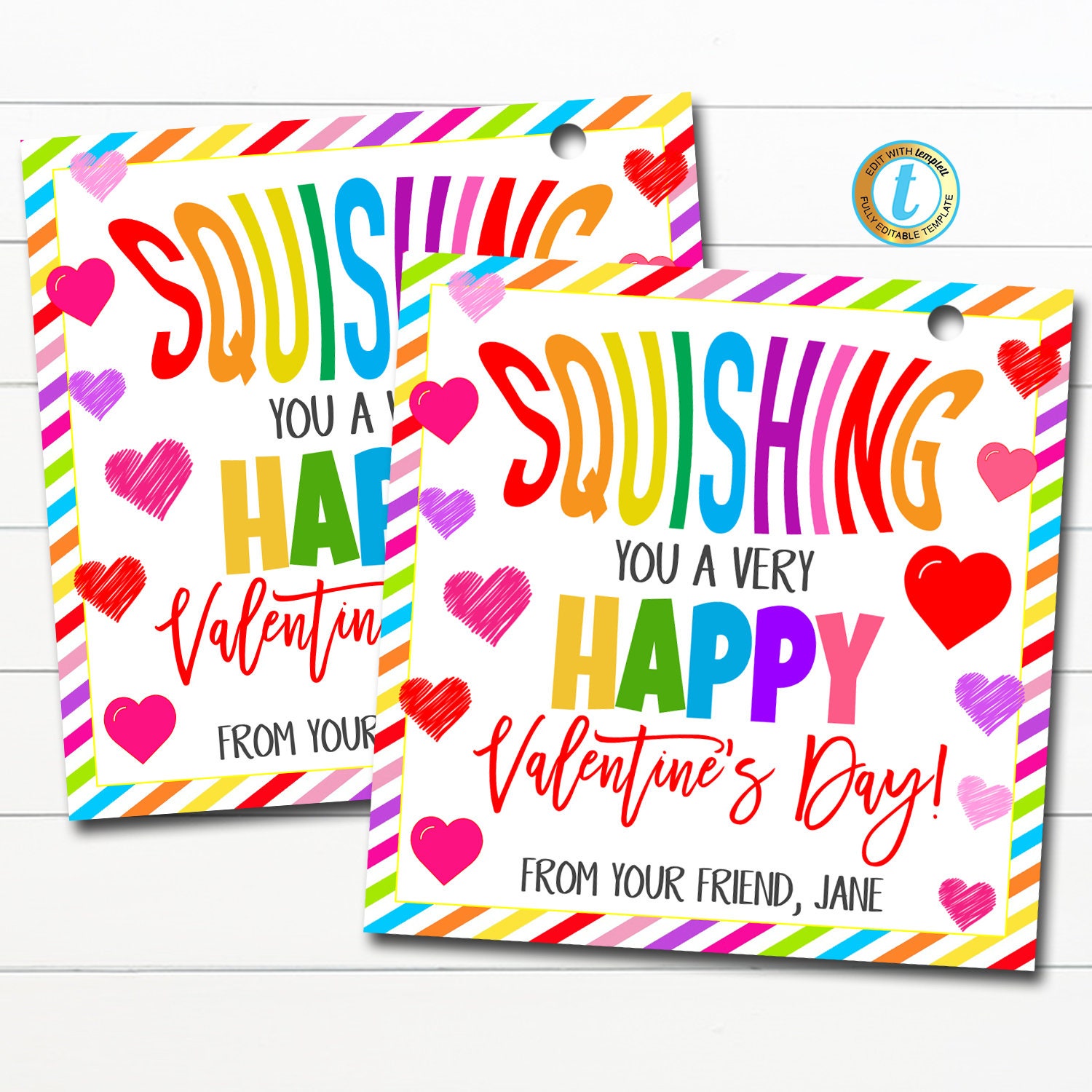 Valentine's Day Squishies Gift Tag, Squishing You a Happy Valentine's ...