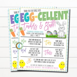 Easter Teacher Appreciation Week Itinerary, You're Egg-cellent March ...