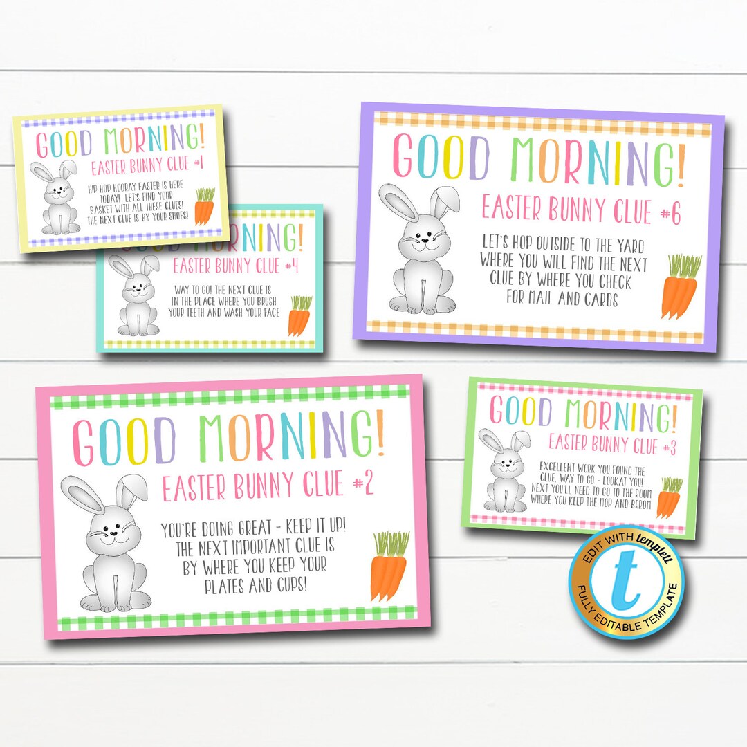 Easter Bunny Scavenger Hunt Game, Printable Clue Cards, Kids Easter ...