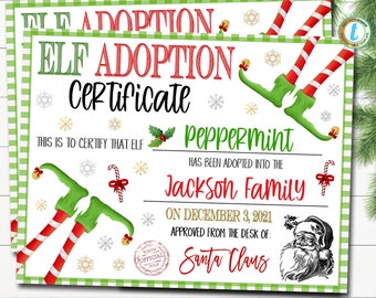 Elf Adoption Certificate Printable, Christmas Kids Holiday Elf Ideas ...