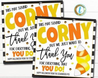 Editable Halloween Candy Corn Gift Tag, Volunteer Teacher Staff ...