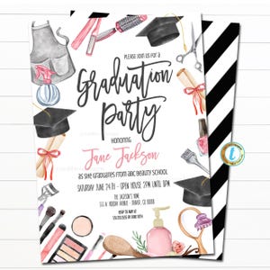 Beauty School Graduation Party Invitation, Beautician Graduation ...