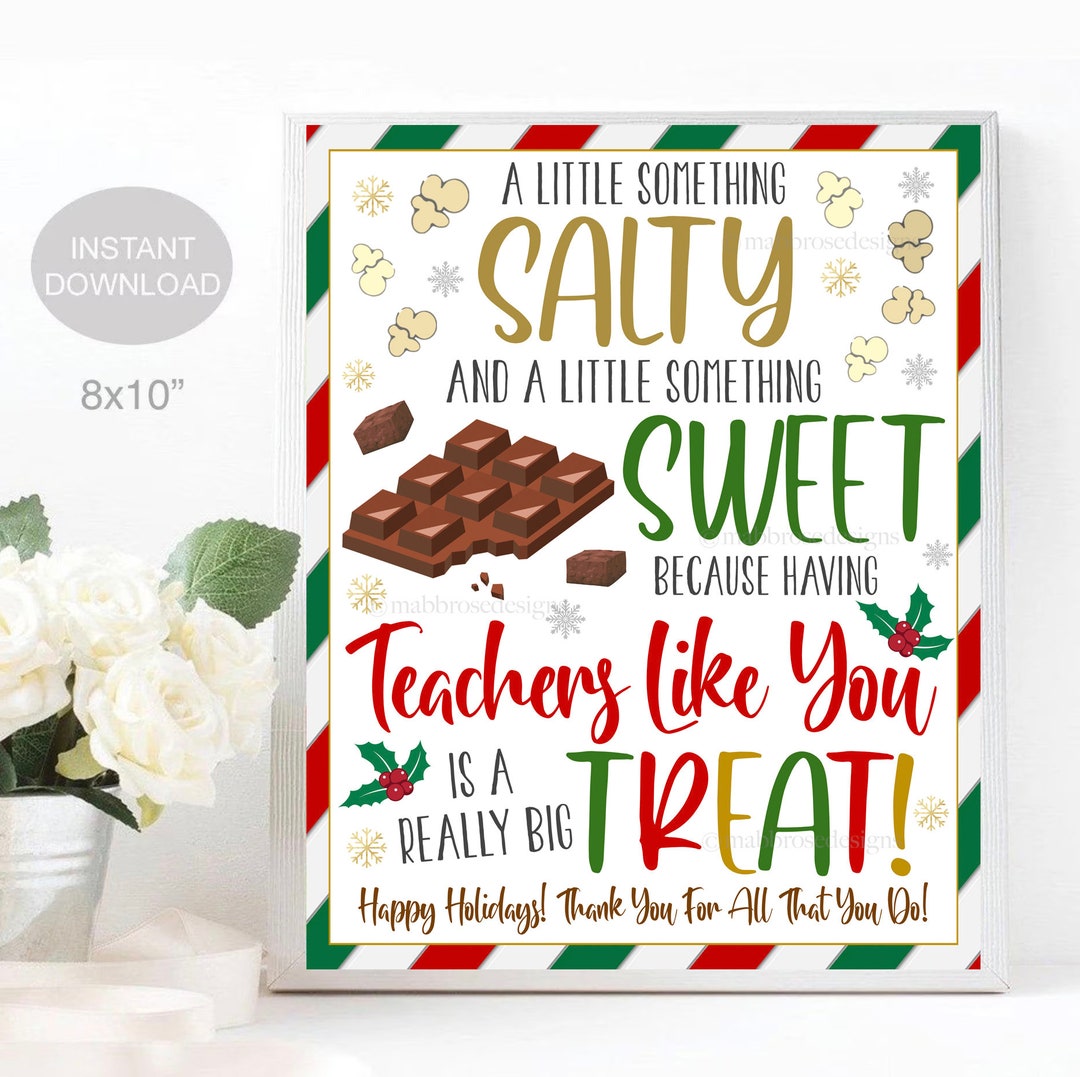 Christmas Teacher Appreciation Sign, Chocolate Popcorn Thank You Staff ...