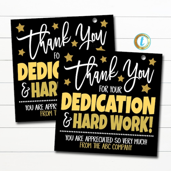 Thank You for Your Hard Work and Dedication Printable - Etsy Canada