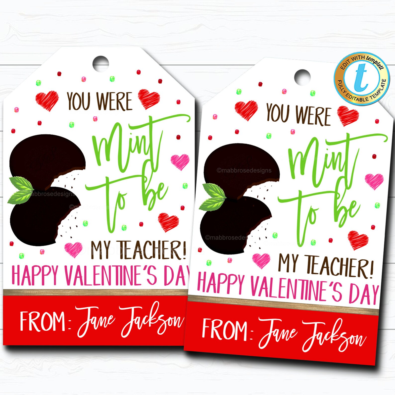 Valentine Mint Cookie Gift Tags Mint to Be My Teacher - Etsy