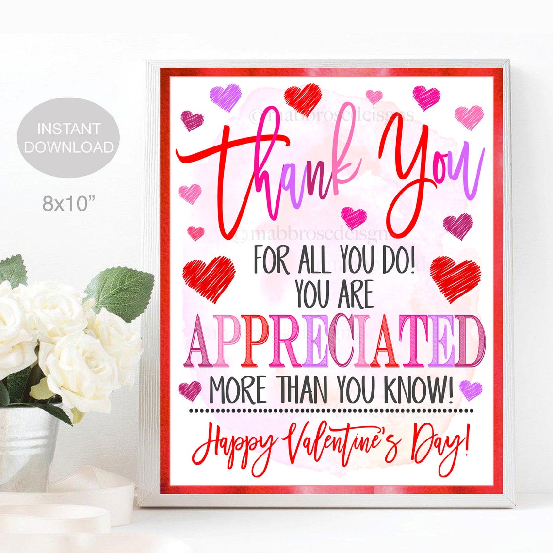 Valentine's Day Thank You Appreciation Sign Teacher Staff - Etsy