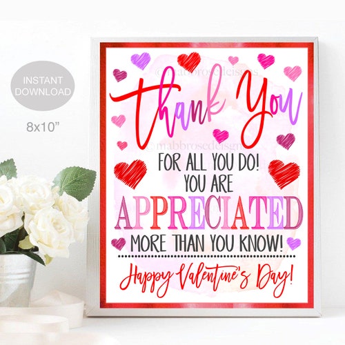 Teacher Appreciation Print Valentine's Day School Staff - Etsy