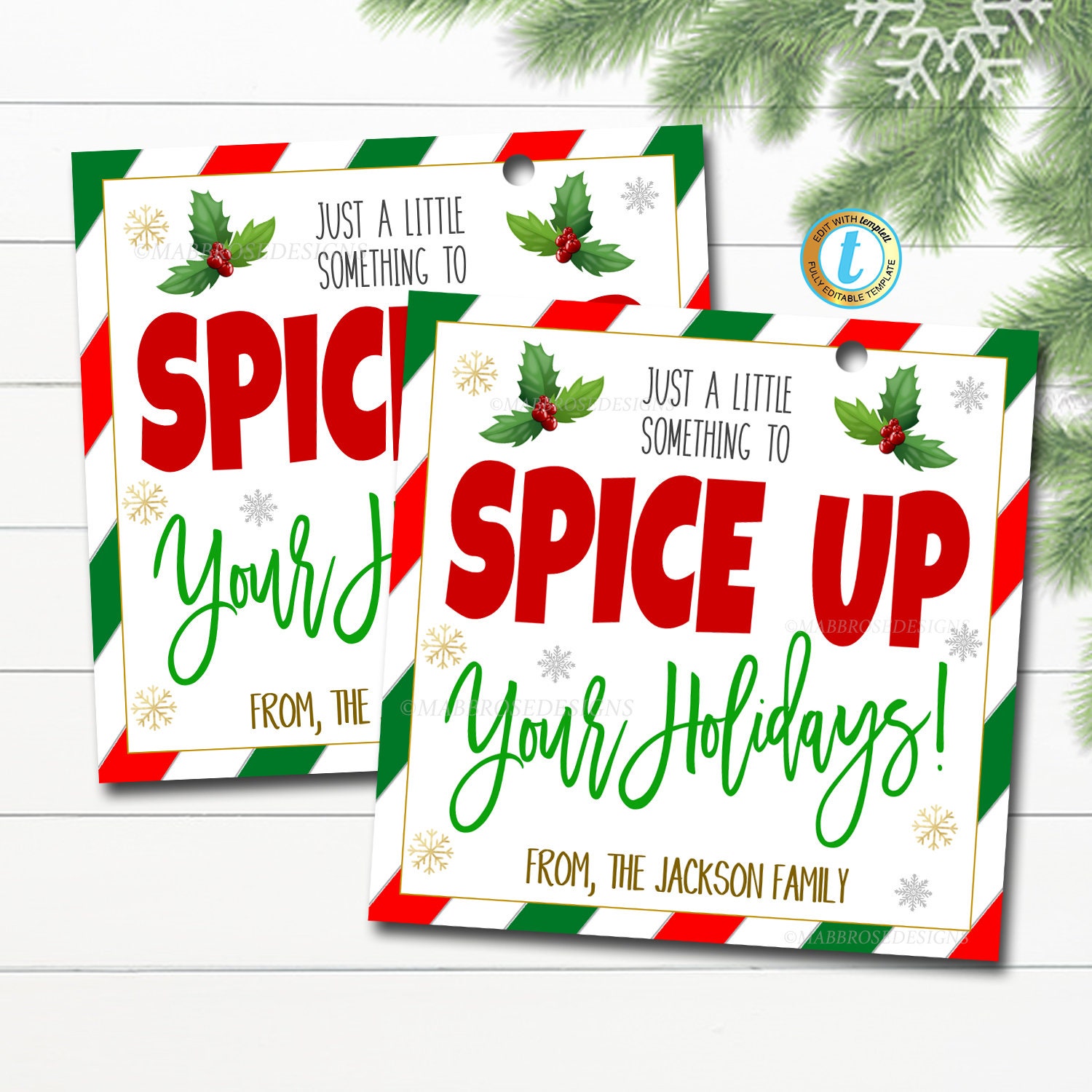 Christmas Gift Tags, Spice up Your Holiday, Seasonings Gift Label ...