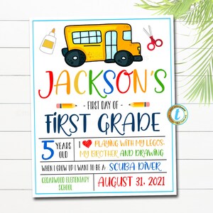 First Day of School Sign, Editable First Day of Kindergarten, First Day ...