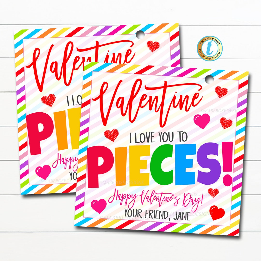 Valentine Love You to Pieces Gift Tags, Puzzle Toy Candy Beads ...