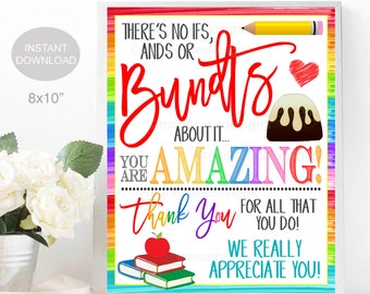 Teacher Bundt Cake Sign Printable Appreciation Week Decor School PTO ...
