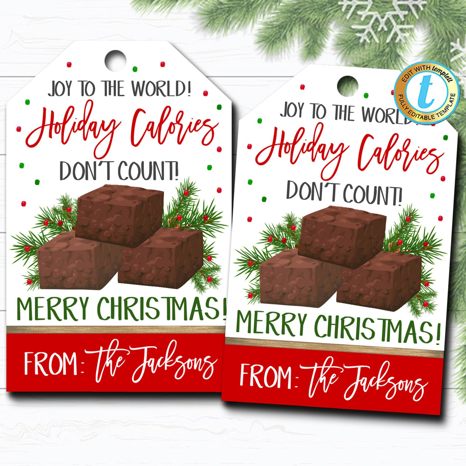 Christmas Gift Tags, Holiday Calories Don't Count, Candy Chocolate ...