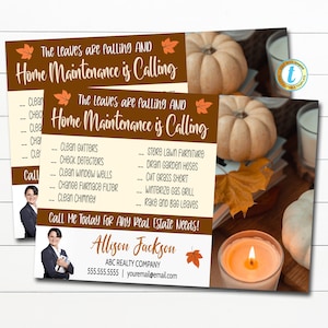 Fall Real Estate Postcard, Fall Home Maintenance, Autumn Fall Real ...