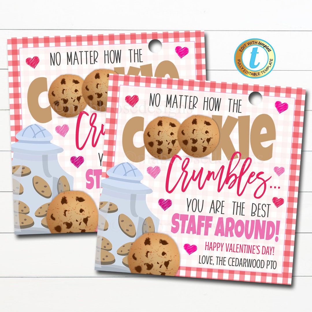 Valentine Cookie Thank You Gift Tags, Appreciation Teacher Staff Nurse ...