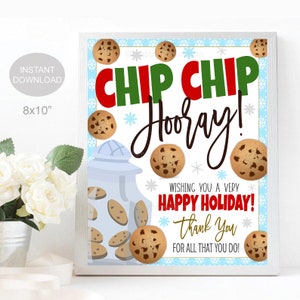 Christmas Cookie Thank You Sign, Teacher Staff Nurse, Chip Chip Hooray ...