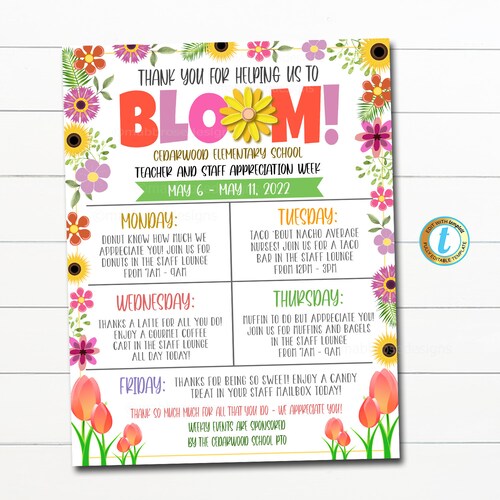 Printable/editable Floral Grow Bloom Theme Teacher and Staff - Etsy