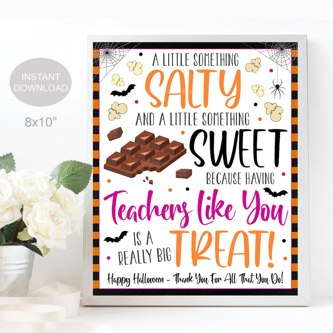 Halloween Teacher Appreciation Sign, Chocolate Popcorn Thank You Sign ...