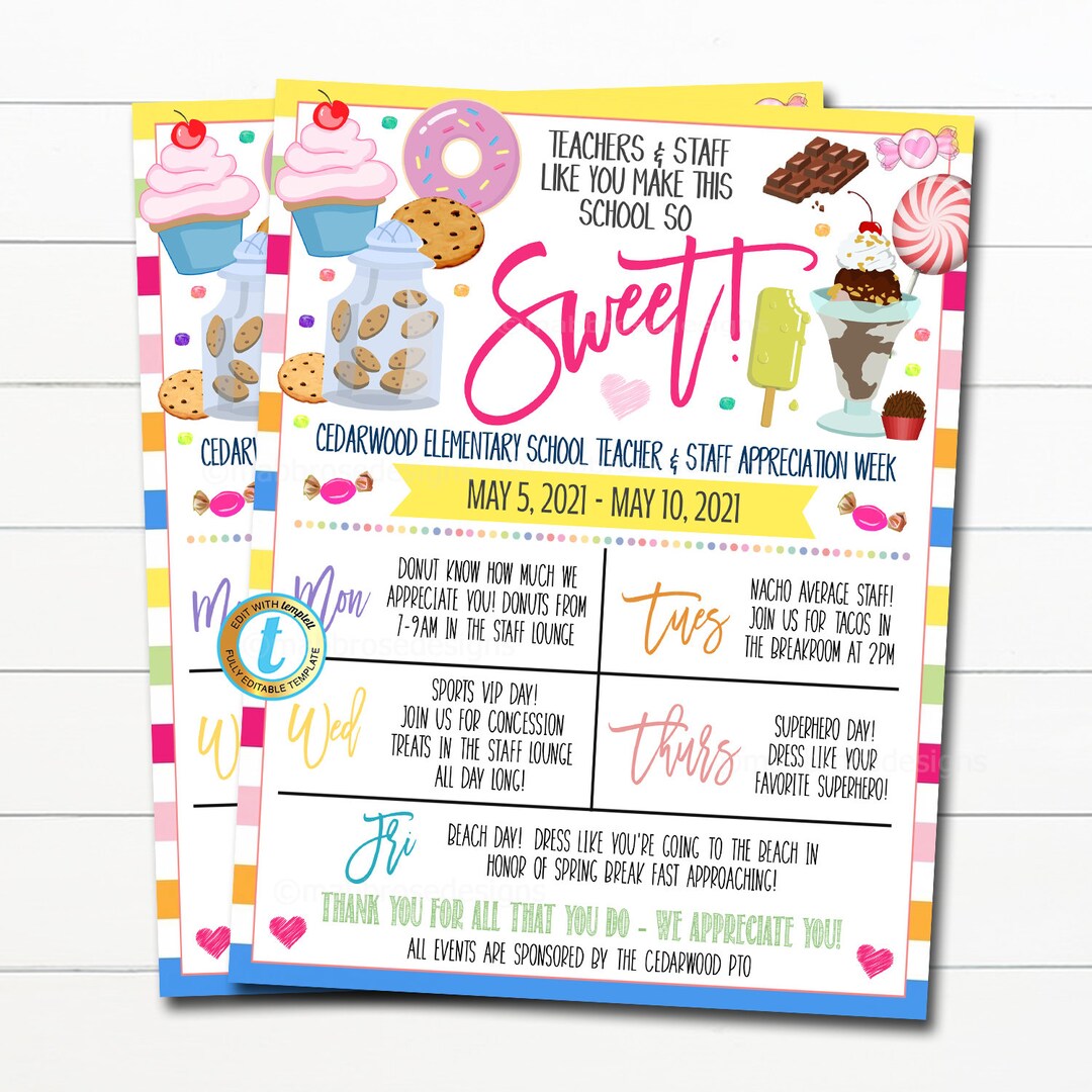 Teacher Appreciation Week Itinerary, Candy Sweet Theme, You're the ...