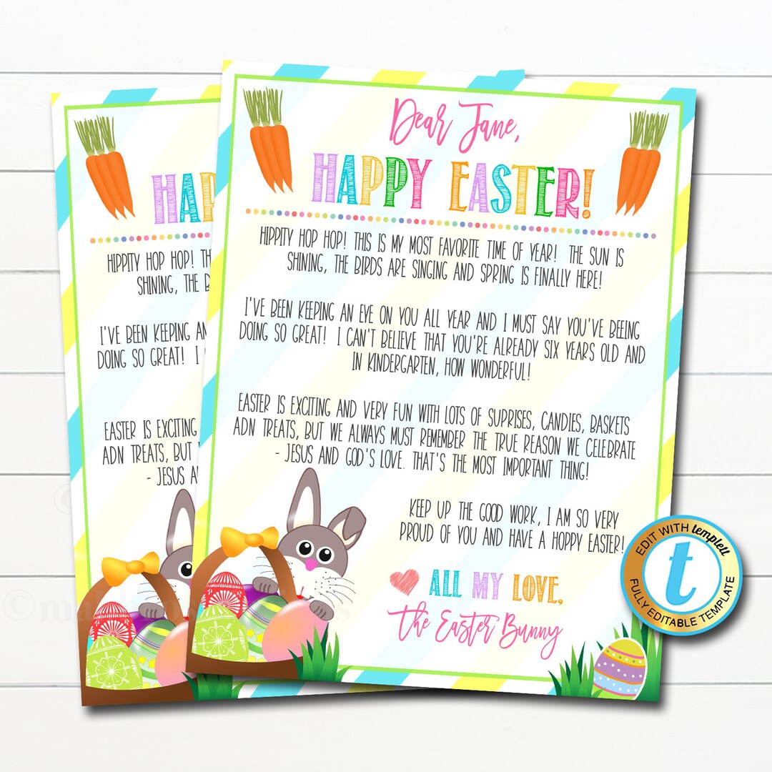 Letter From the Easter Bunny Template, Printable Kids Easter Morning ...