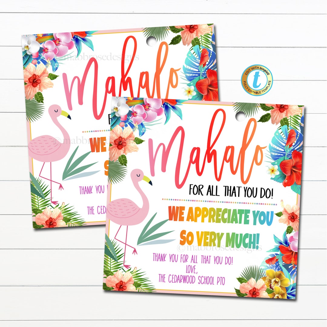 Luau Teacher Appreciation Week Gift Tags, Tropical Hawaii You Are Sun ...