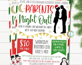 EDITABLE Valentine's Day Parents Night Out Flyer, Printable PTA, PTO ...