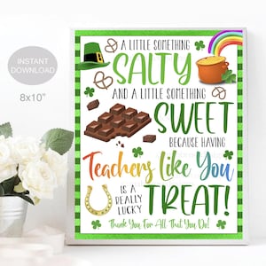 St. Patrick's Day Teacher Appreciation Sign Chocolate Pretzel Thank You ...