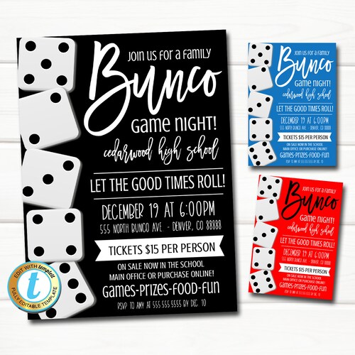 Bunco Night Flyer Bunco Dice Party Invitation Family Game - Etsy