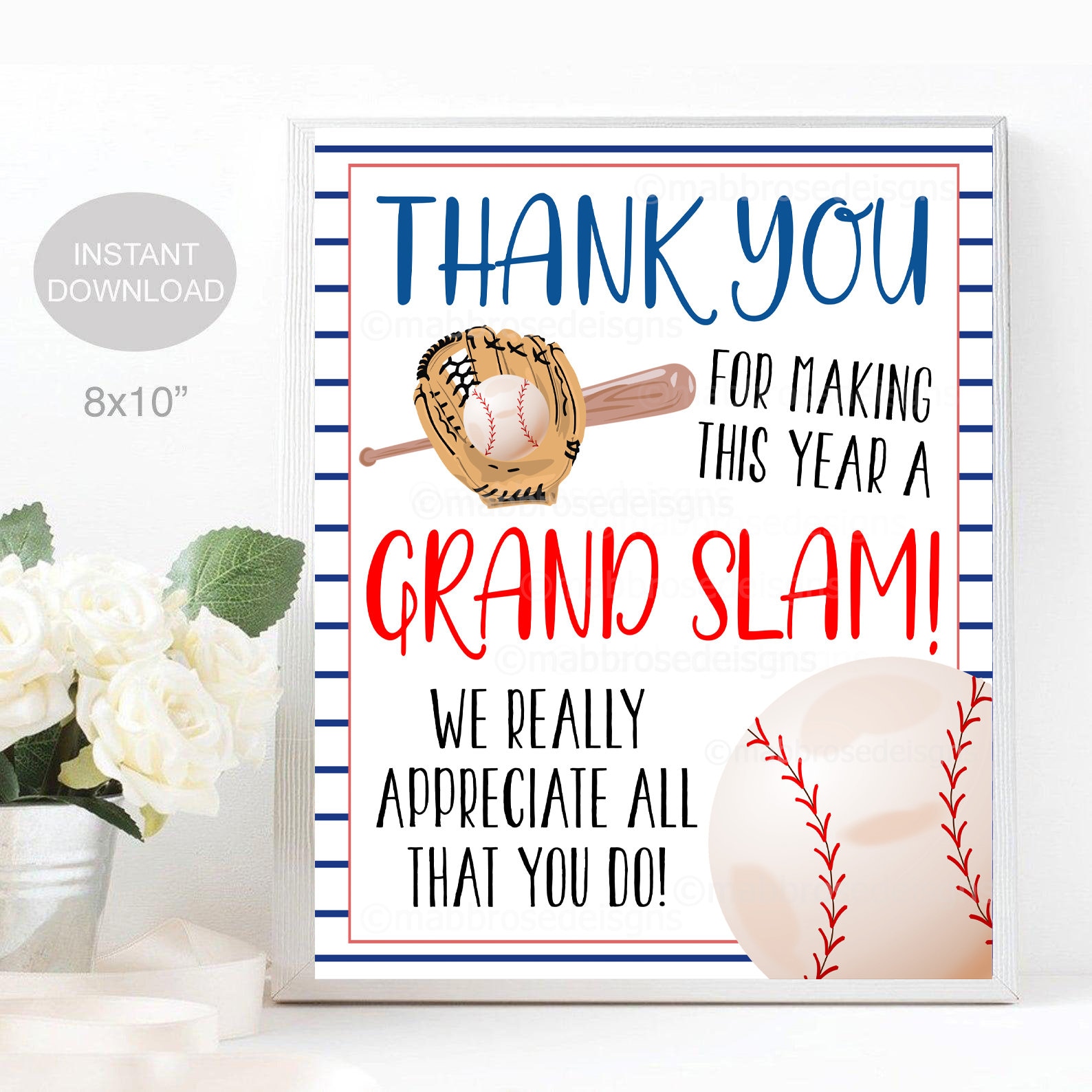 Baseball Teacher Appreciation Week Printable Sign Volunteer Employee ...