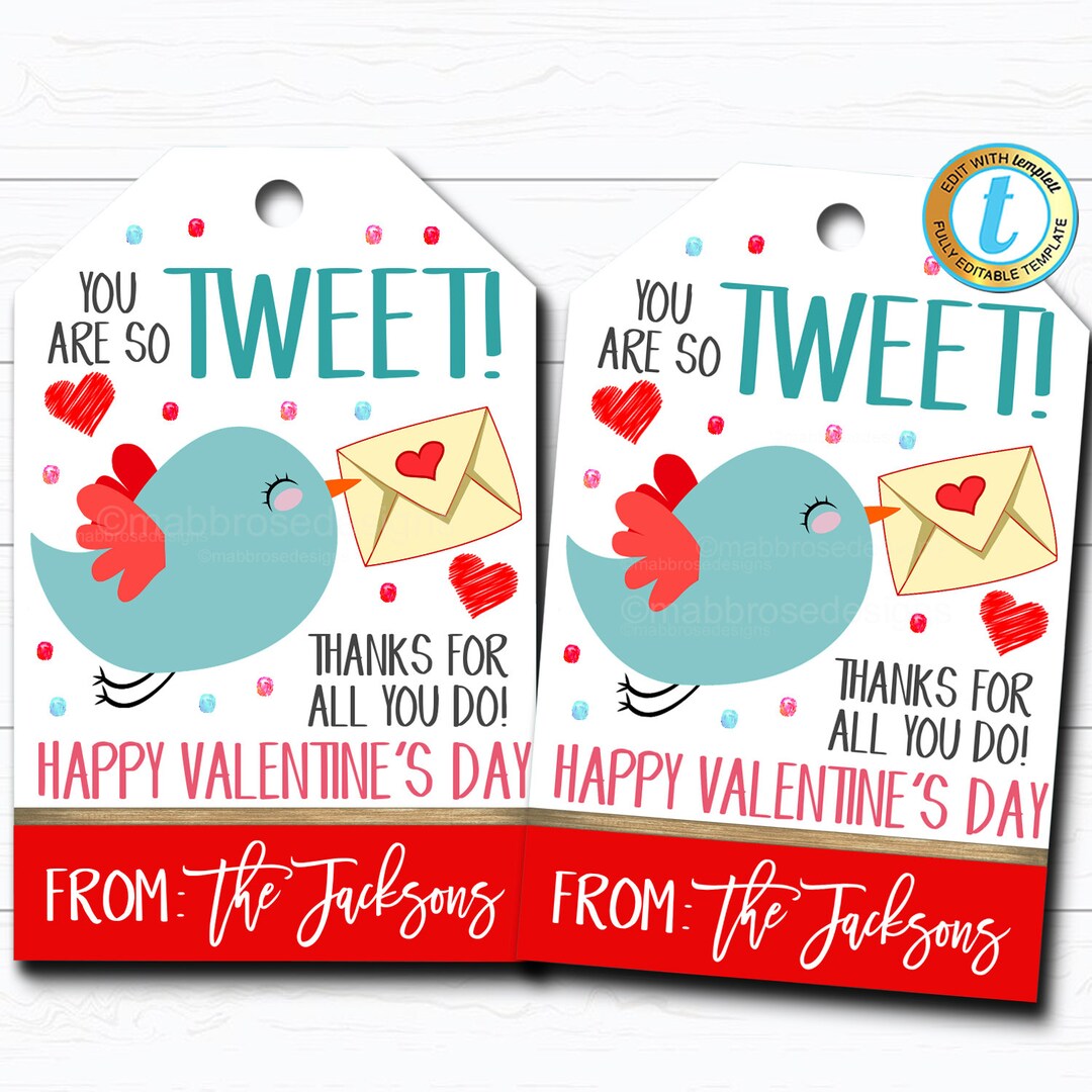 Valentines Gift Tags, You're so Tweet, Bird Appreciation Teacher ...