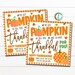 Pumpkin Thank You Gift Tags, Teacher Staff Employee Nurse Volunteer ...