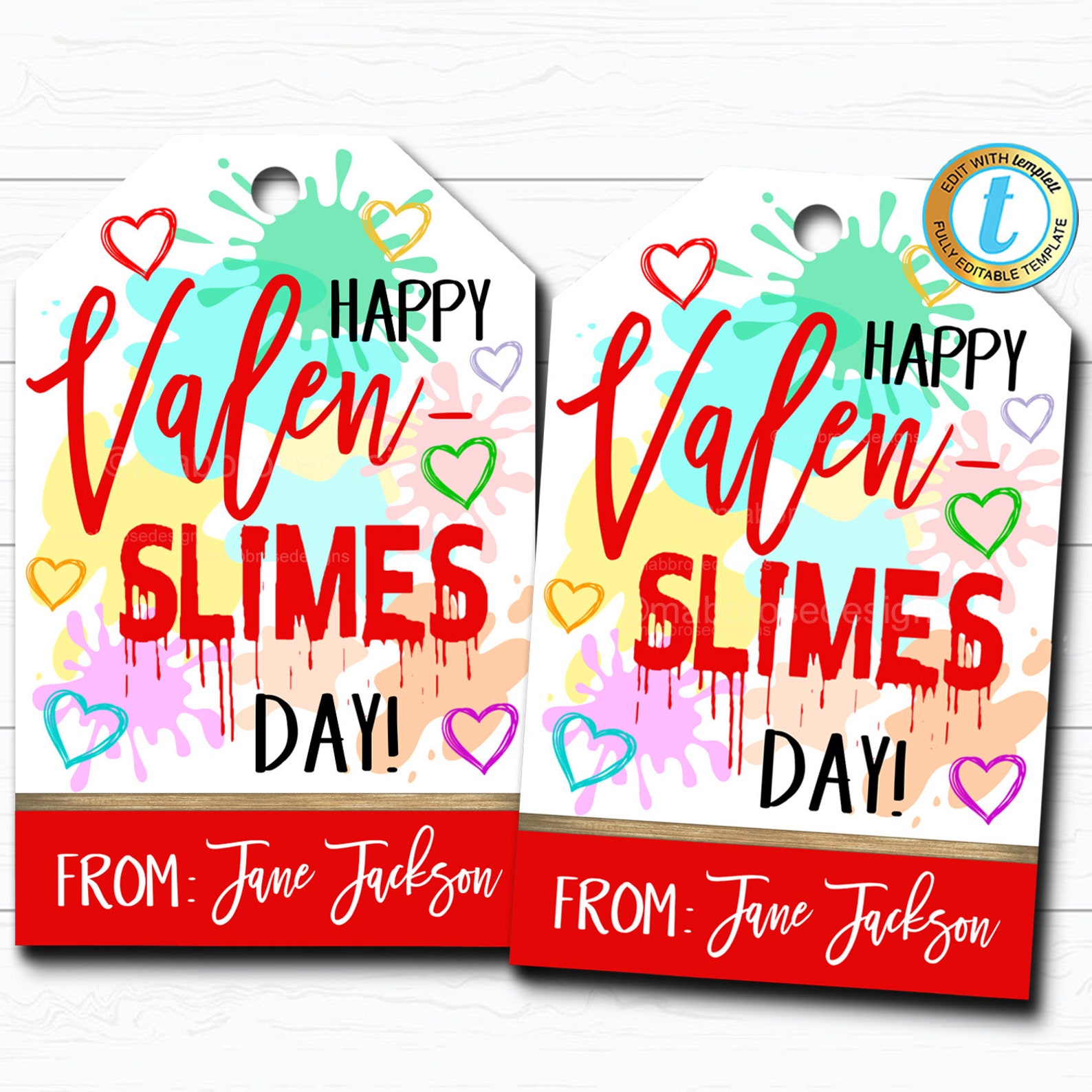 Valentine Slime Tags Happy Valen-Slimes Day Tag Kid | Etsy