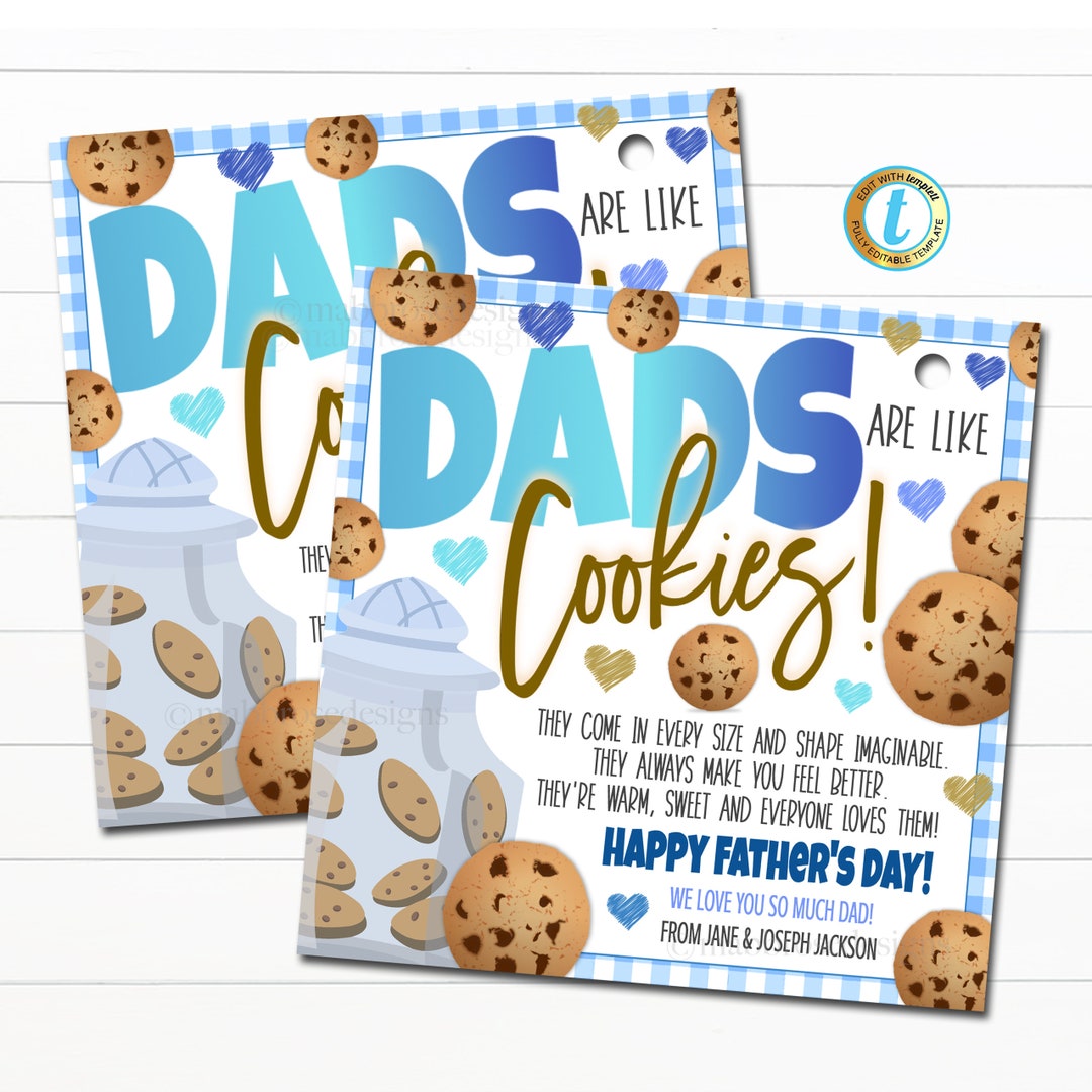 Father's Day Cookie Tag, Fathers Day Handout, Dad's Day Gift Printable ...