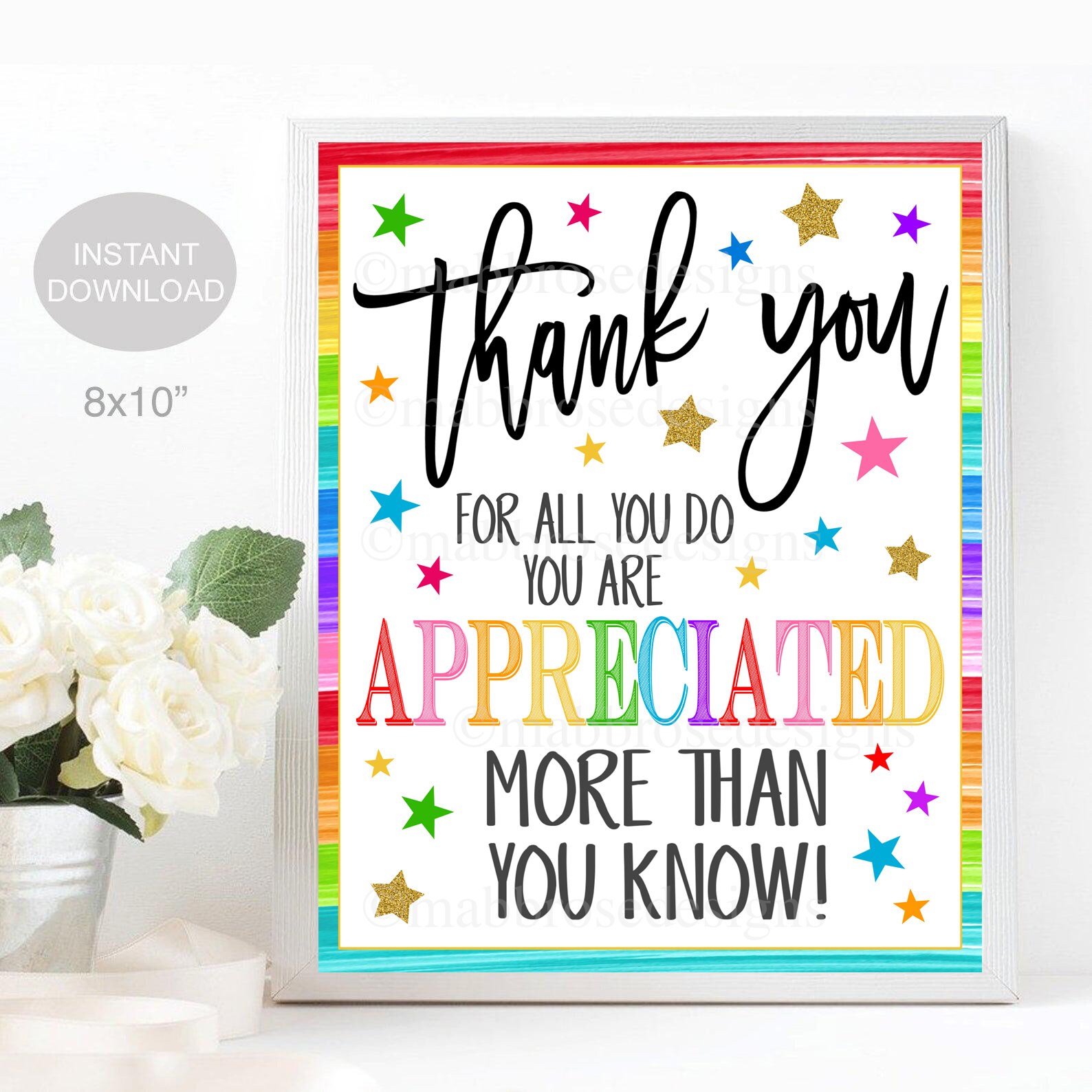 Appreciation Sign Thank You Gift Teacher Staff Employee - Etsy