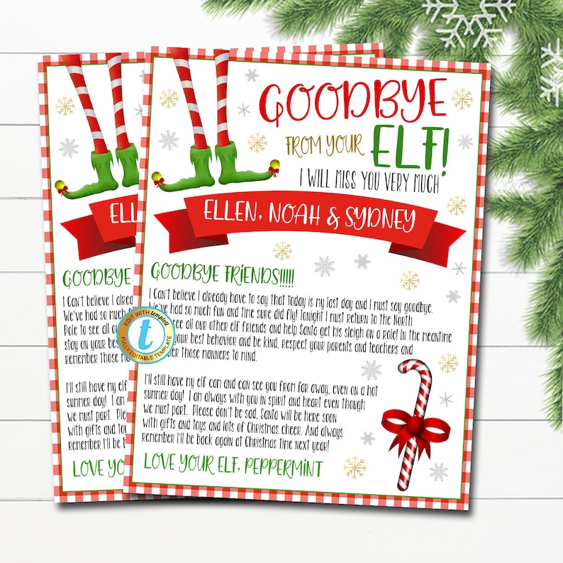 Elf Letter Set I'm Back Hello From Your Elf Goodbye From - Etsy