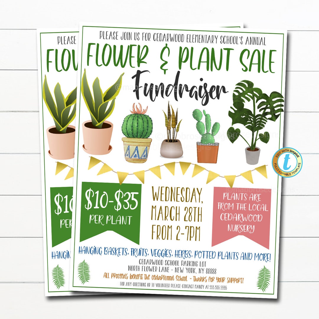 Flower and Plant Sale Fundraiser Flyer, Spring Fling Festival, Garden ...