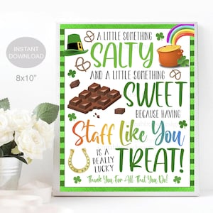 St. Patrick's Day Staff Appreciation Sign Chocolate Pretzel, Thank You ...