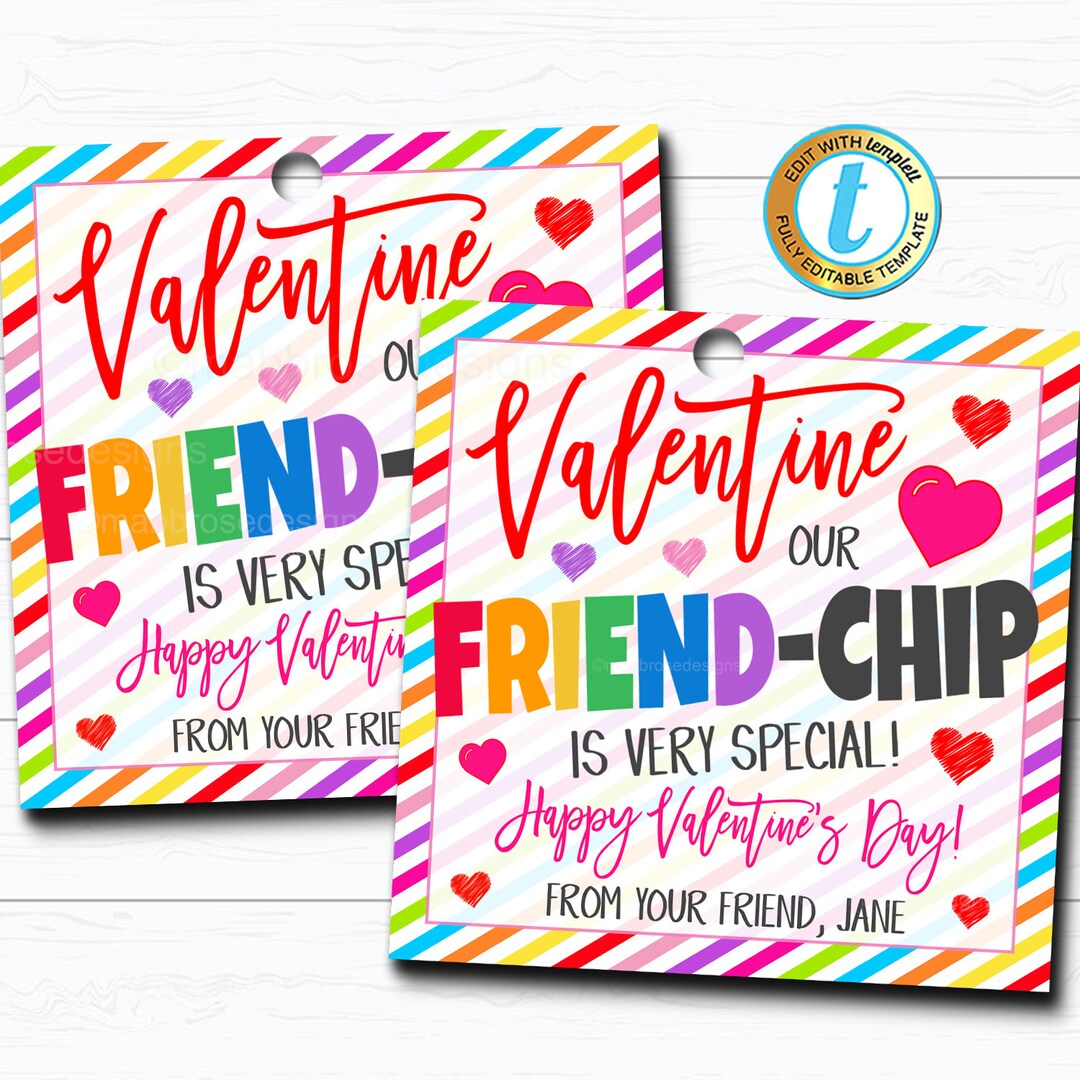 Valentines Chips Gift Tag, Valentine Friend-chip Gift Teacher Staff ...