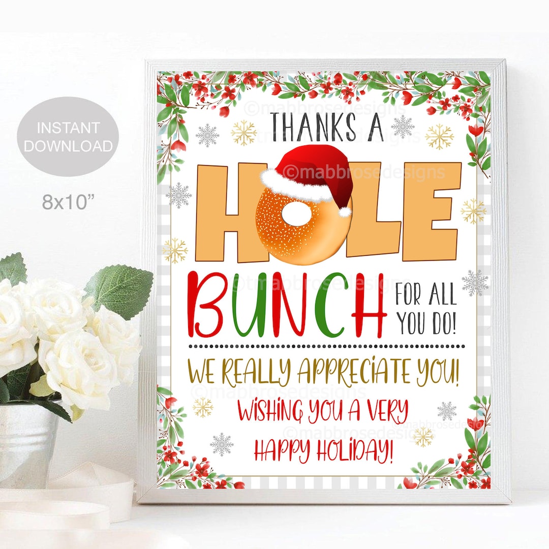 Christmas Bagel Sign, Holiday Appreciation Week Decor, Teacher Staff ...