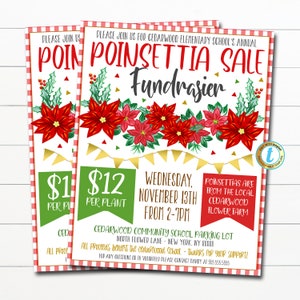 Poinsettia Fundraiser Flyer, Christmas School Church Pto Pta, Holiday ...