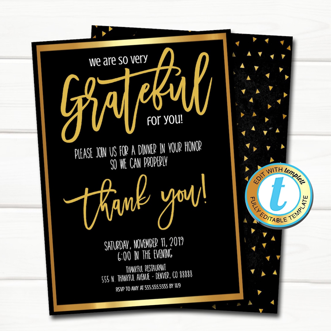 Appreciation Invitation, Corporate Event Party, Grateful for You ...